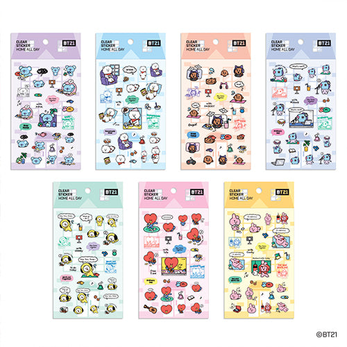 BT21 CLEAR STICKER [Home all day] Deco Sticker Sheet - SOKOLLAB
